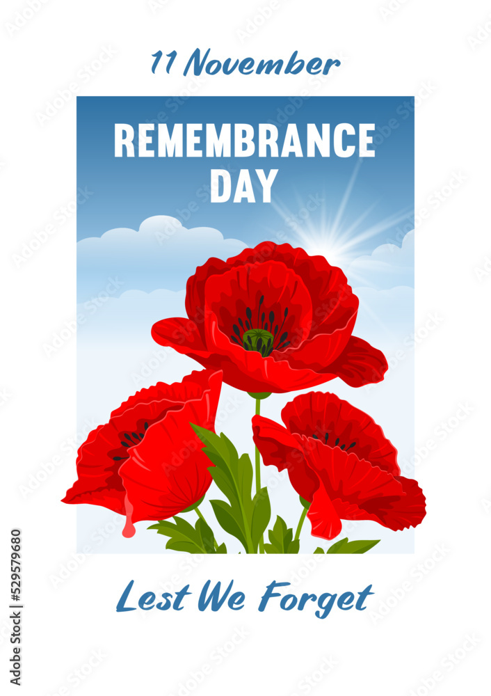Remembrance Day card. Lest We forget. Vertical composition of cartoon ...
