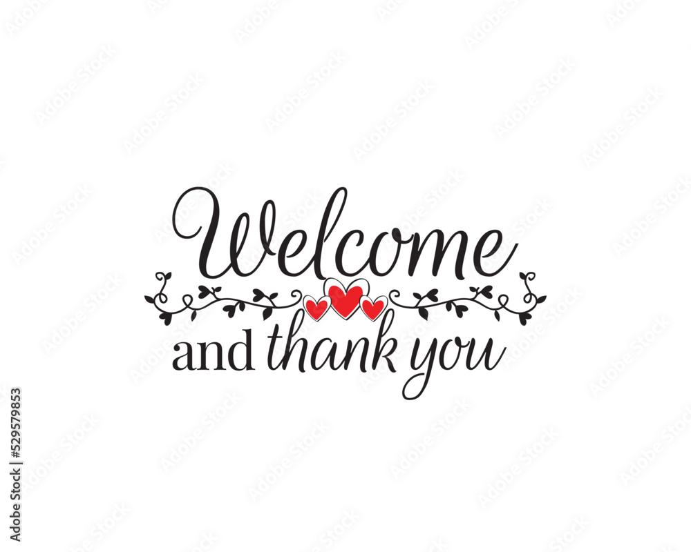 Welcome and thank you, vector. Wall decals vector, wall decoration, art ...