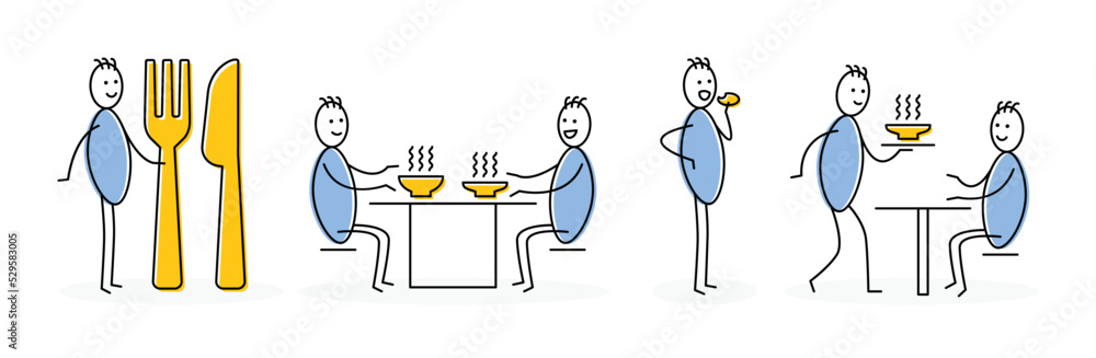 Vecteur Stock Set of people eating symbol. Containing stickman or stick ...