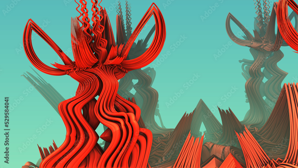 Alien construction and structures, abstract fantastic shapes of ancient ...