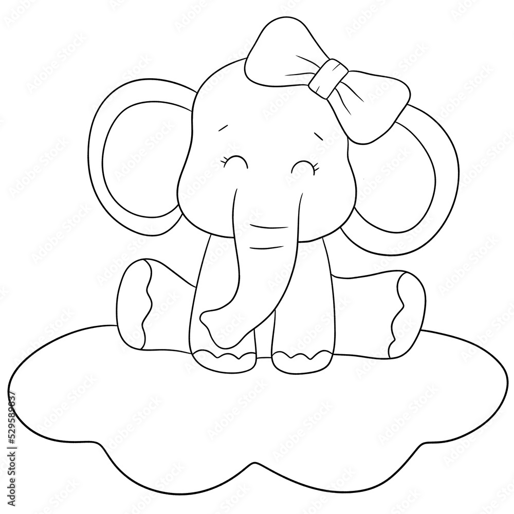 Cute elephant outline Stock Illustration | Adobe Stock