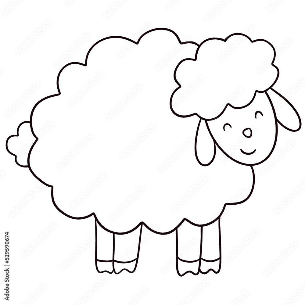 Cute sheep outline Stock Illustration | Adobe Stock