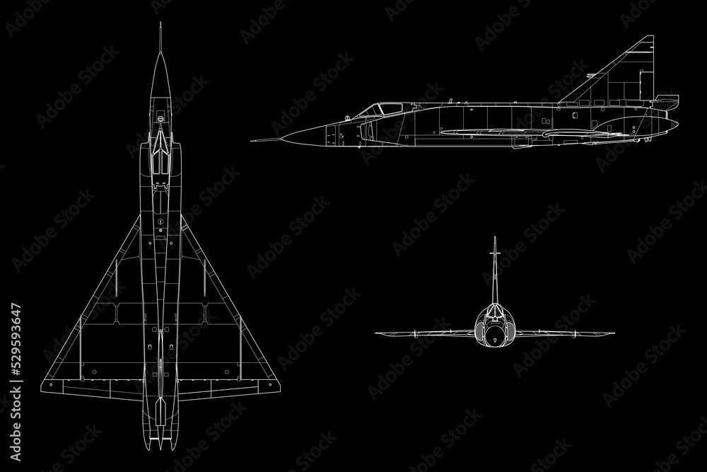 Convair F-102 Delta Dagger, caza interceptor Stock Illustration | Adobe ...