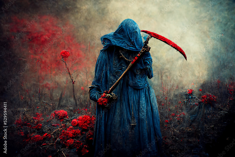 The image of death with a scyth.Digital art Stock Illustration | Adobe ...