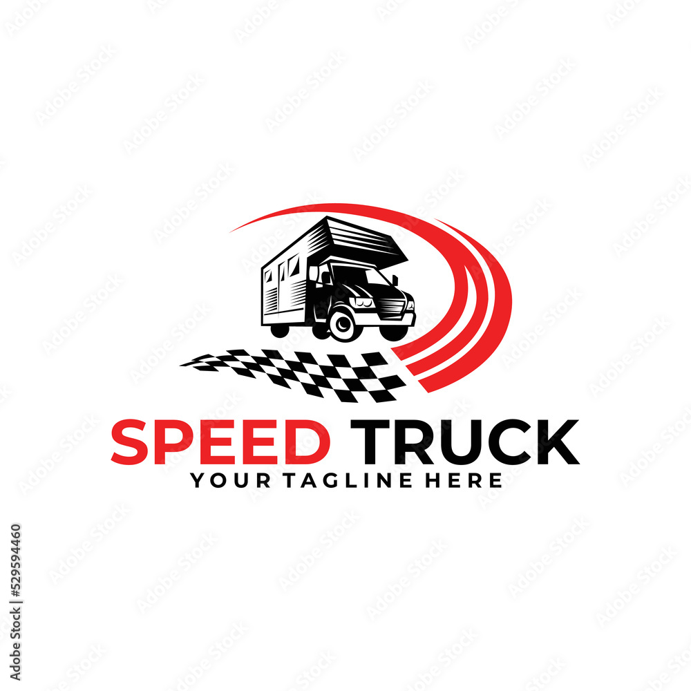 speed truck logo concept, truck logistic design template Stock Vector ...