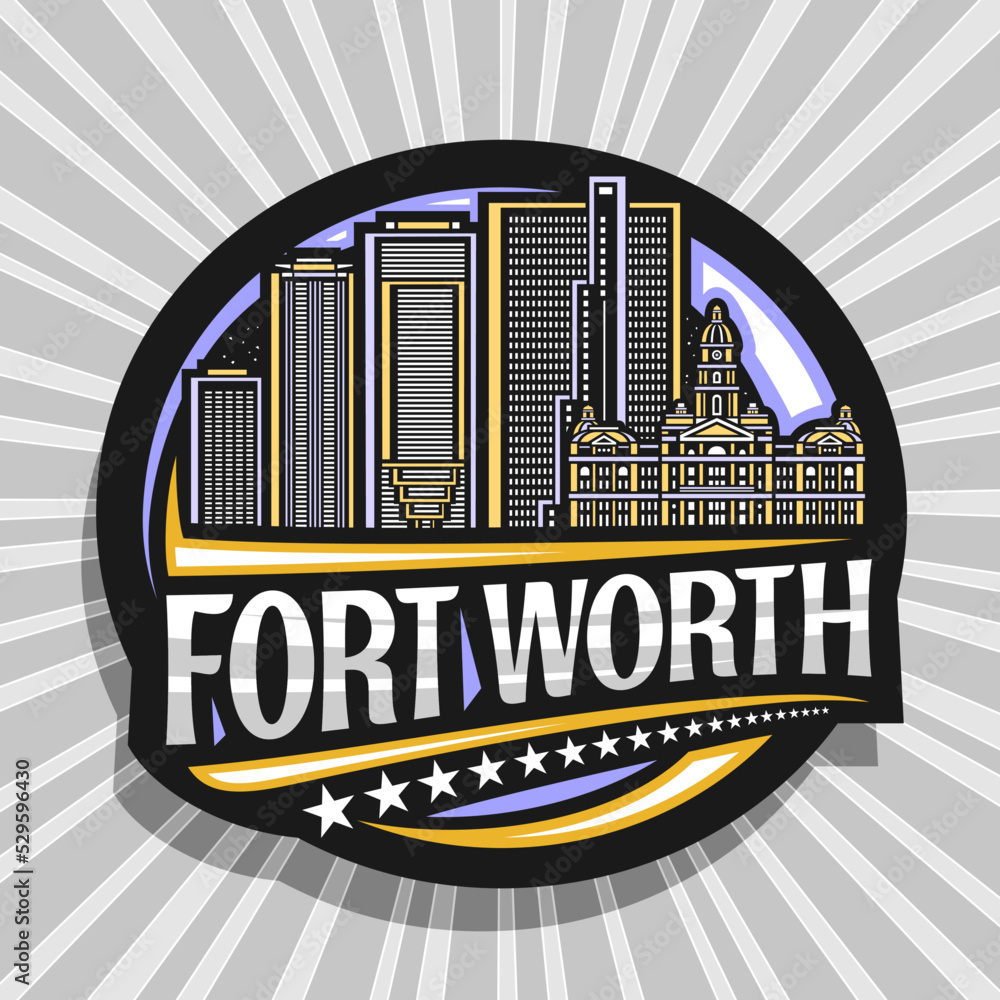 Vector logo for Fort Worth, black decorative label with line ...