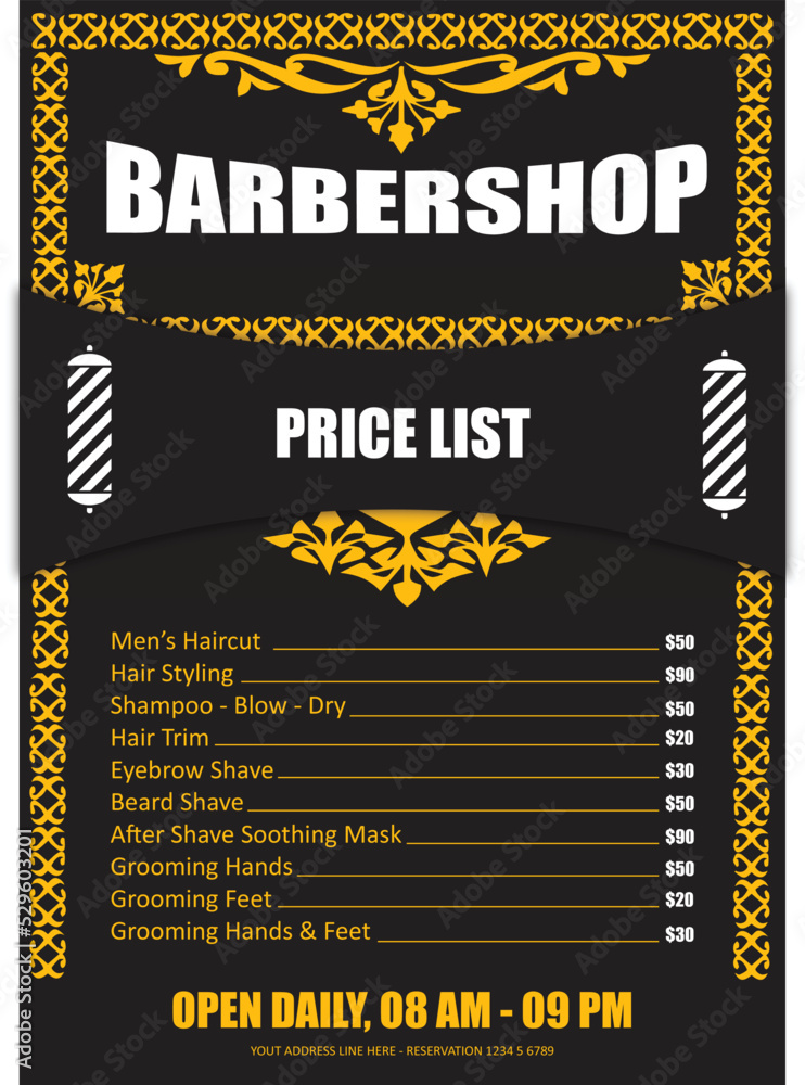 Design Barbershop menu a simple, elegant and luxury Stock Vector ...