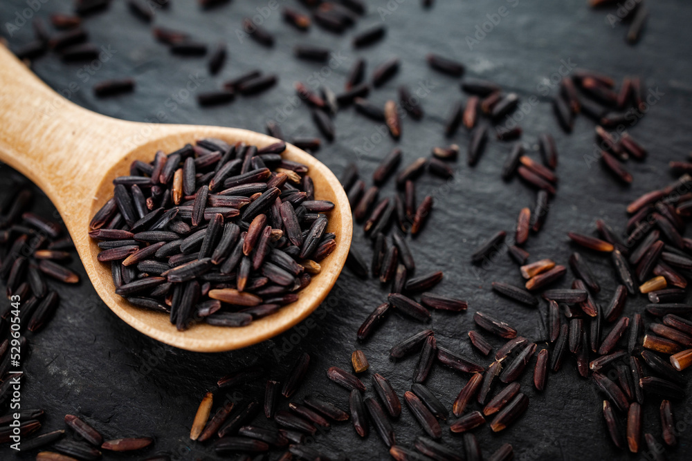 Black rice, also known as purple rice or forbidden rice. Organic ...