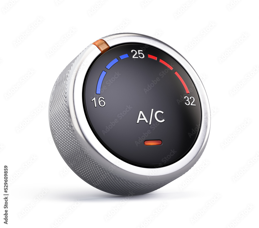 Air conditioner control button. AC car button isolated on white. 3d ...