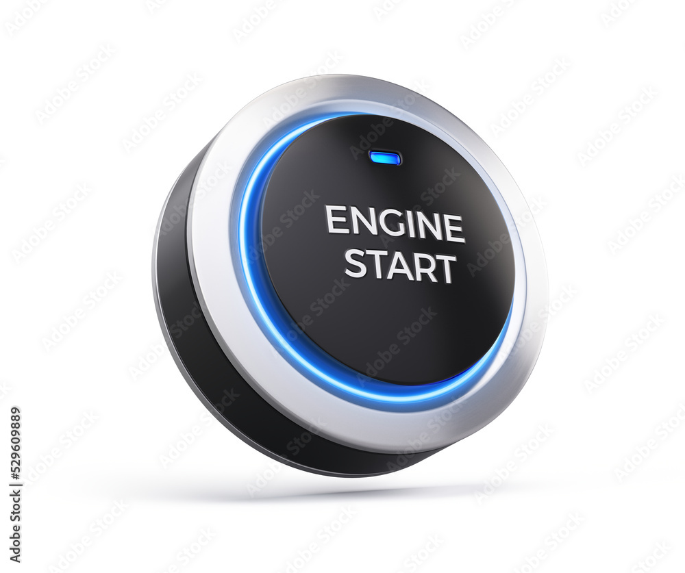Start engine button. Start engine 3d icon. 3d rendering Stock ...