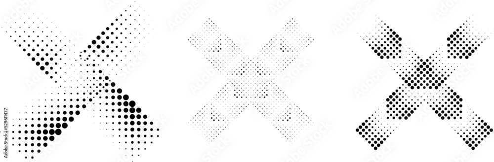 Halftone dots in Cross Form . Vector Illustration. Letter x Logo ...