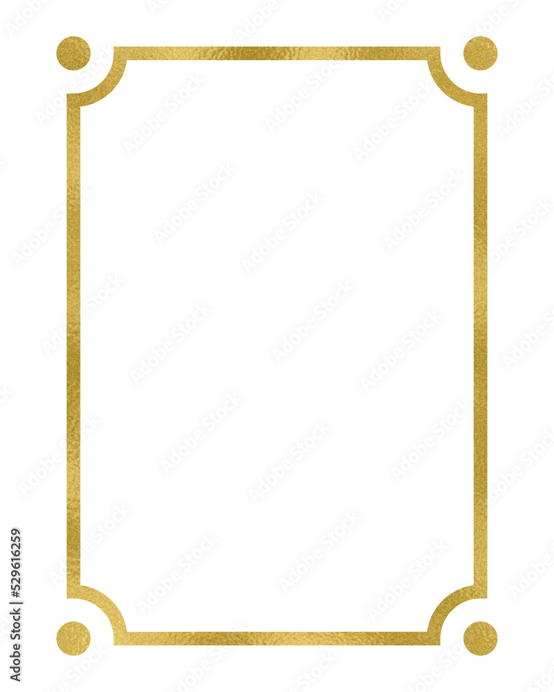 Golden rectangle frame, gold border. Isolated png illustration ...