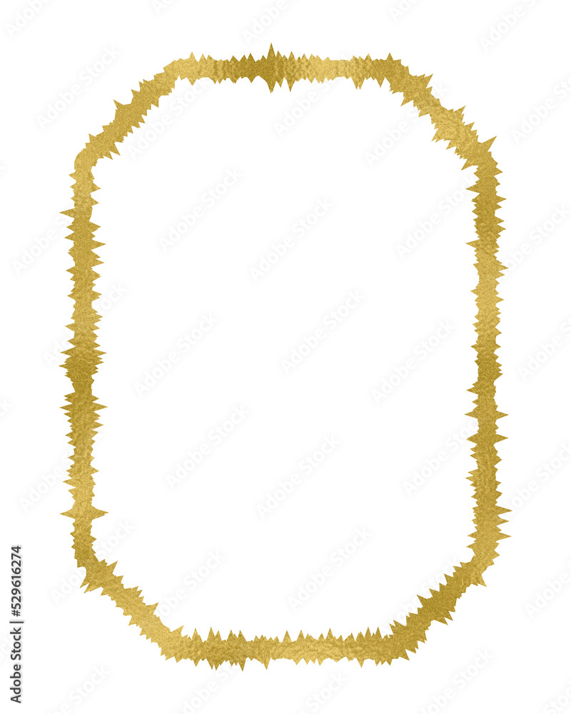 Golden ruffed, spiky, oval frame, gold border. Isolated png ...