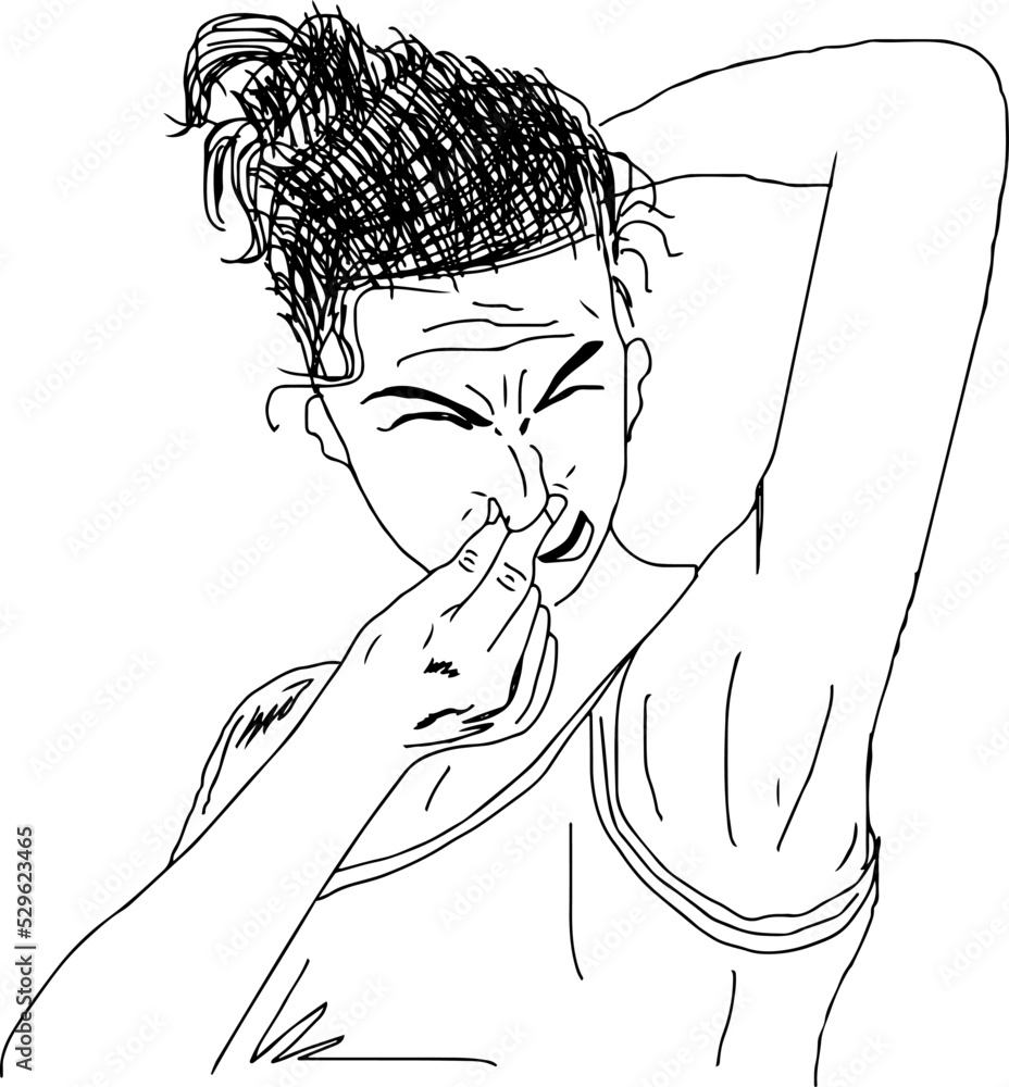 Woman filling her body odor outline sketch drawing, Women bed body ...