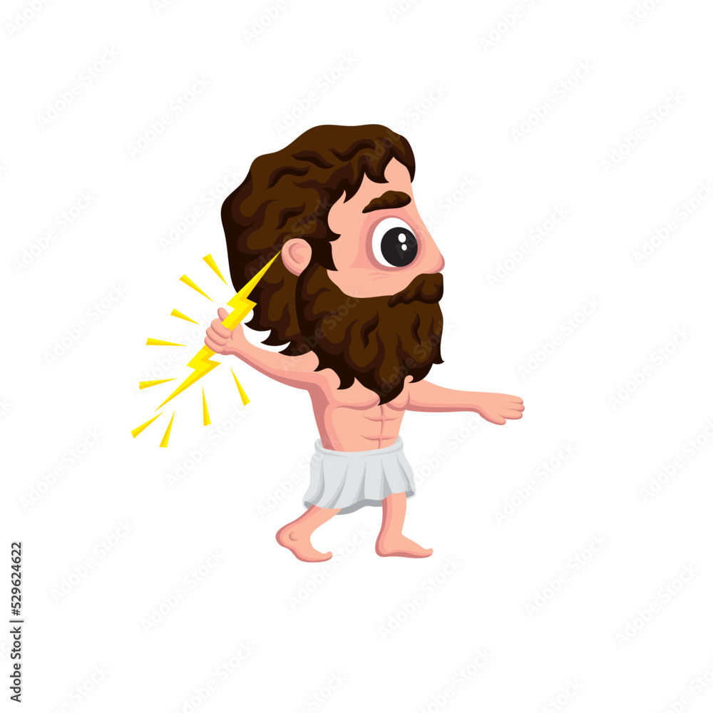 Cute cartoon style vector illustration of Greek god of sky Zeus Stock ...