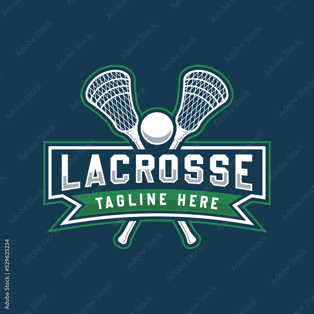 Lacrosse sport logo emblem template on dark background. Stock Vector ...