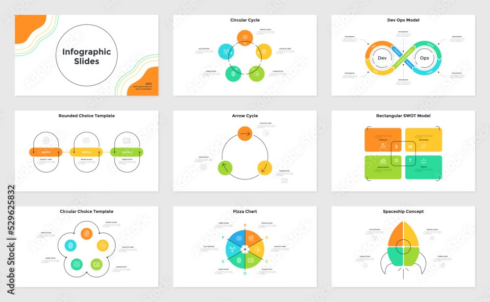 Vector Set of 9 Infographic Templates Stock Vector | Adobe Stock