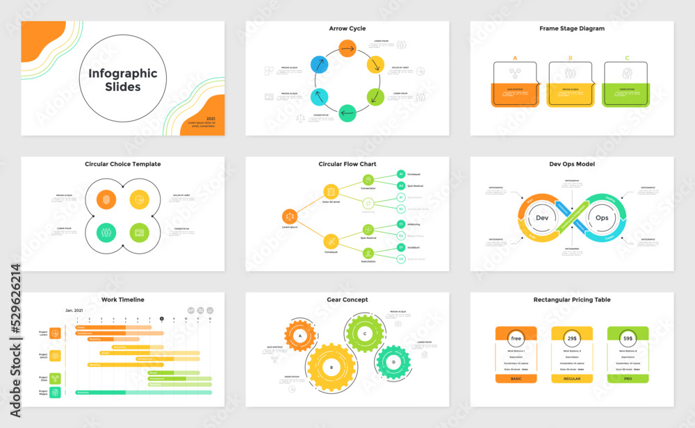 Vector Set of 9 Infographic Templates Stock Vector | Adobe Stock