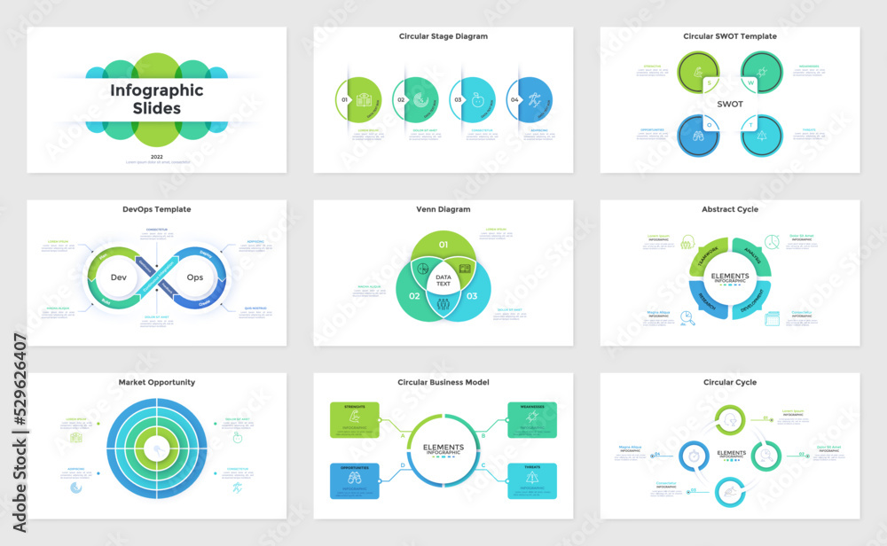 Vector Set of 9 Infographic Templates Stock Vector | Adobe Stock