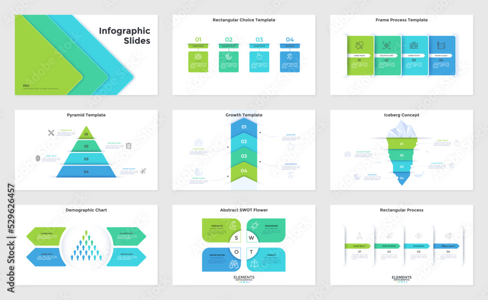 Vector Set of 9 Infographic Templates Stock Vector | Adobe Stock