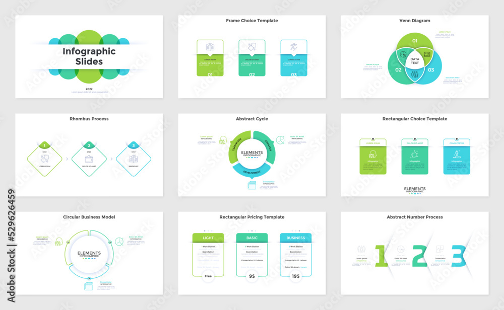 Vector Set of 9 Infographic Templates Stock Vector | Adobe Stock