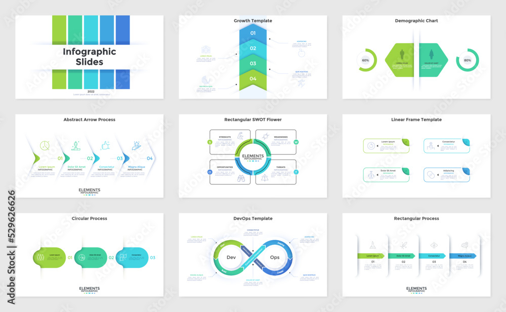 Vector Set of 9 Infographic Templates Stock Vector | Adobe Stock