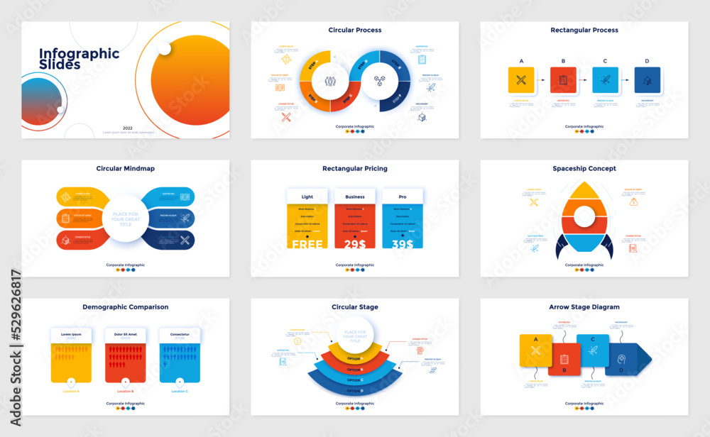 Vector Set of 9 Infographic Templates Stock Vector | Adobe Stock