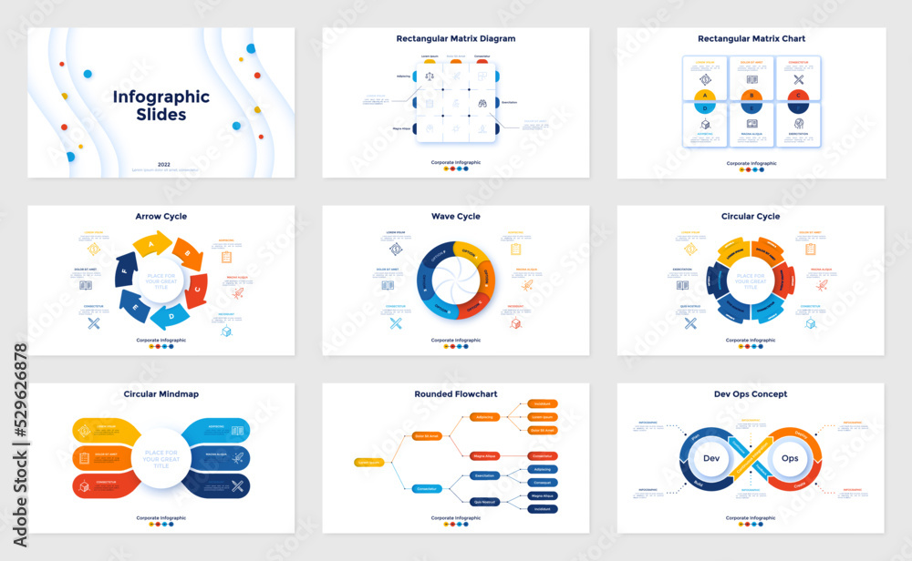 Vector Set of 9 Infographic Templates Stock Vector | Adobe Stock