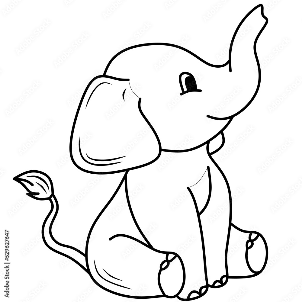 cute elephant vector image, for coloring book. Stock Vector | Adobe Stock