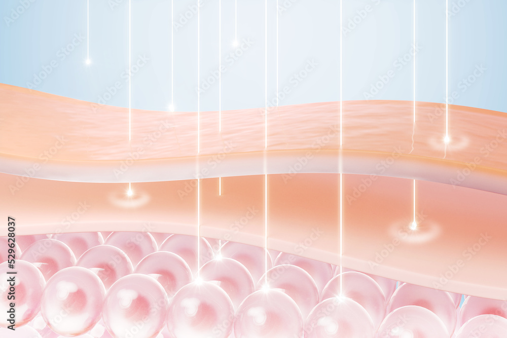 Laser through on the Skin layer, Serum or Vitamin Skin Repair Concept ...