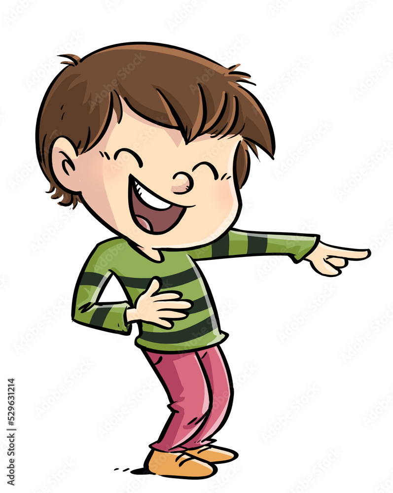 Illustration of boy laughing and pointing Stock Illustration | Adobe Stock