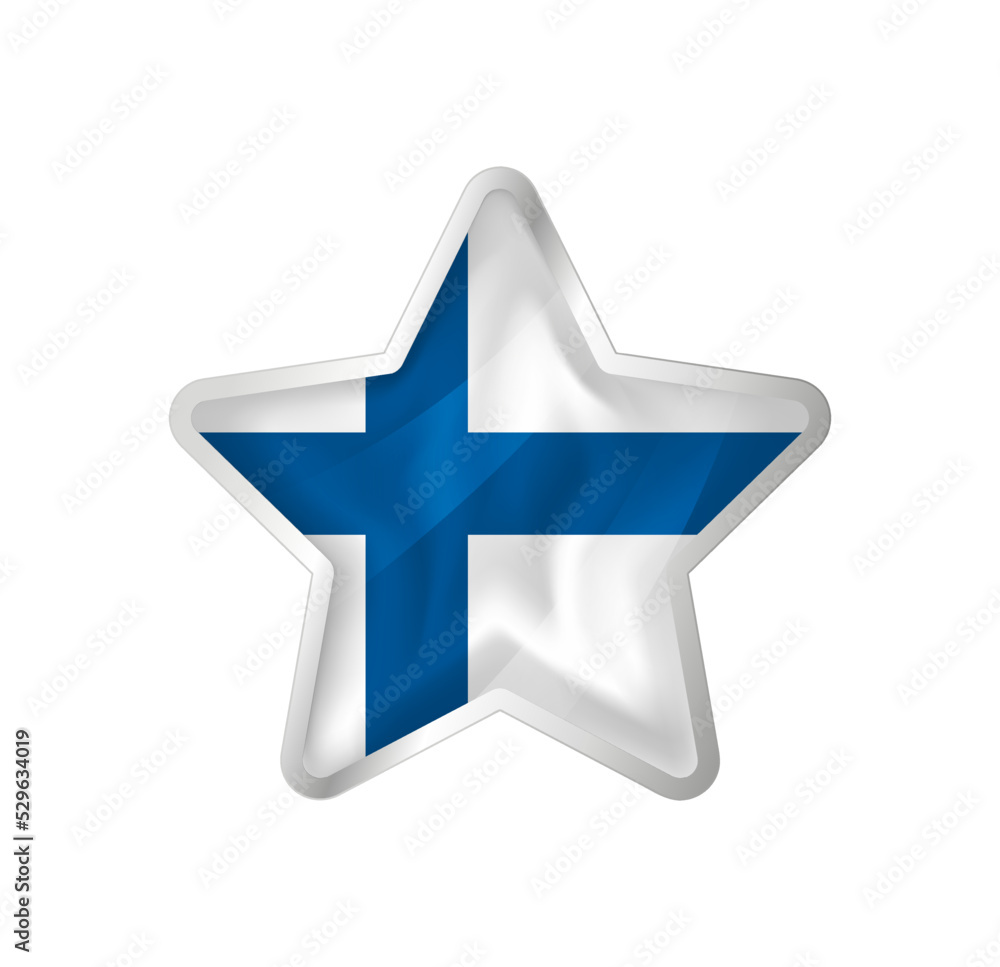 Finland flag in star. Button star and flag template. Easy editing and ...