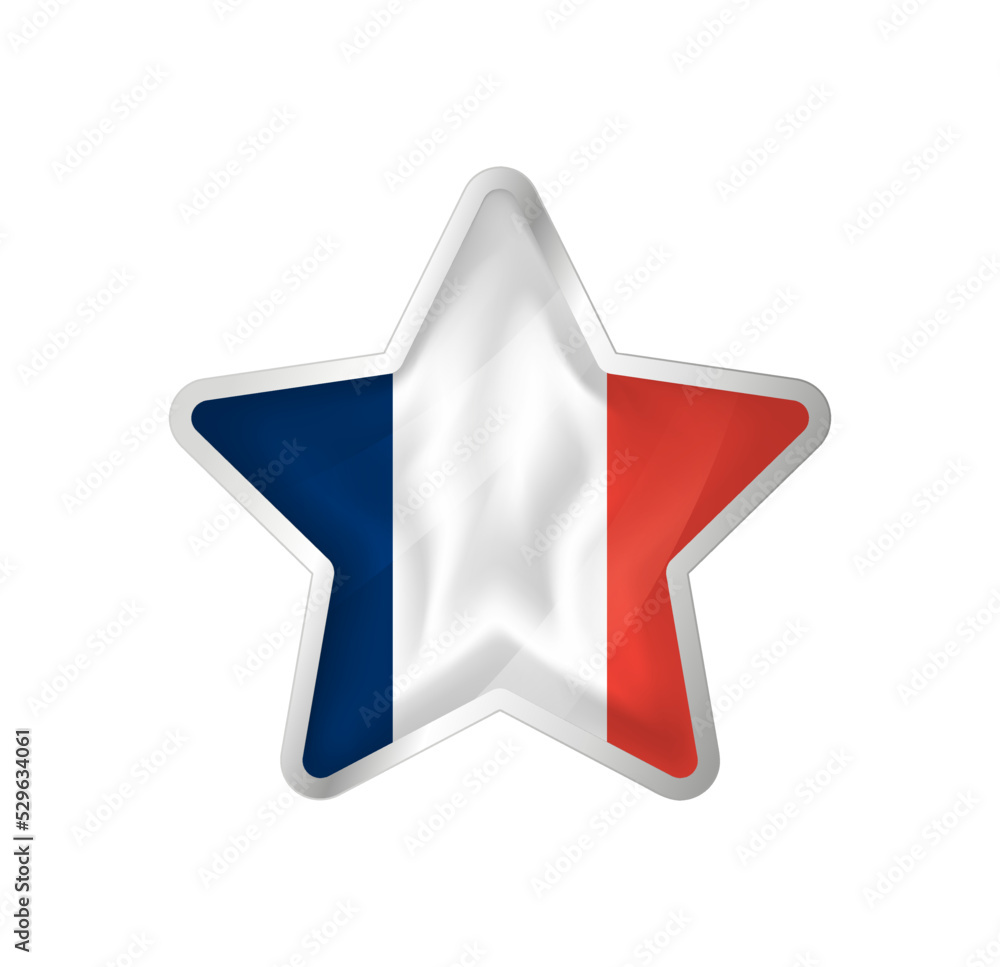 France flag in star. Button star and flag template. Easy editing and ...