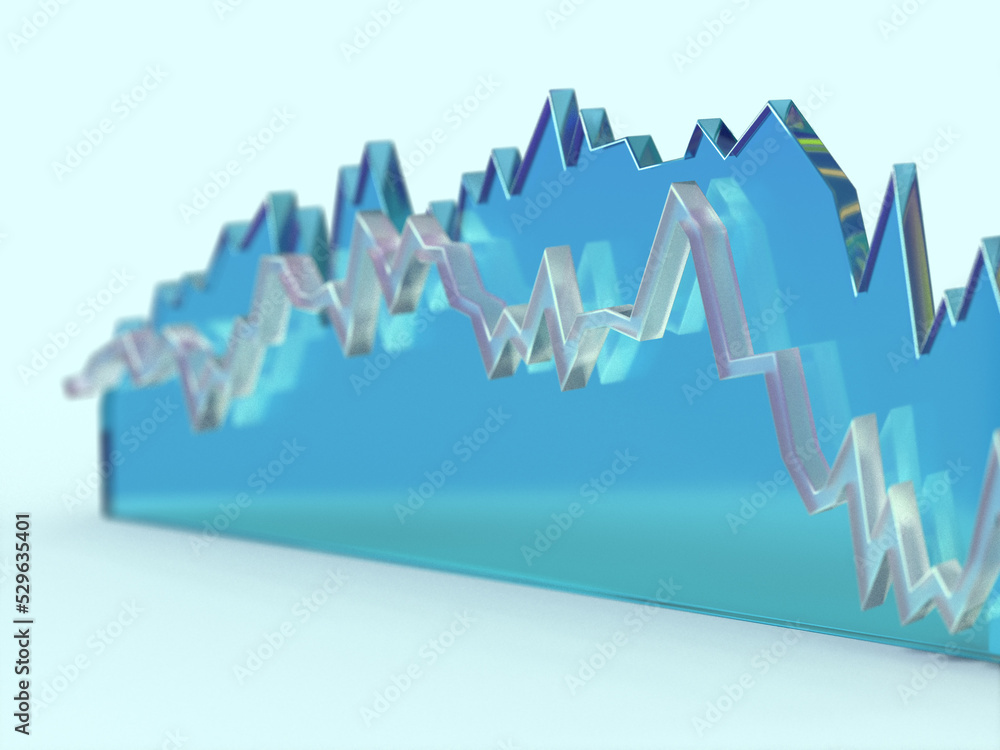 3D graph chart with a colorful separated section on a light background ...