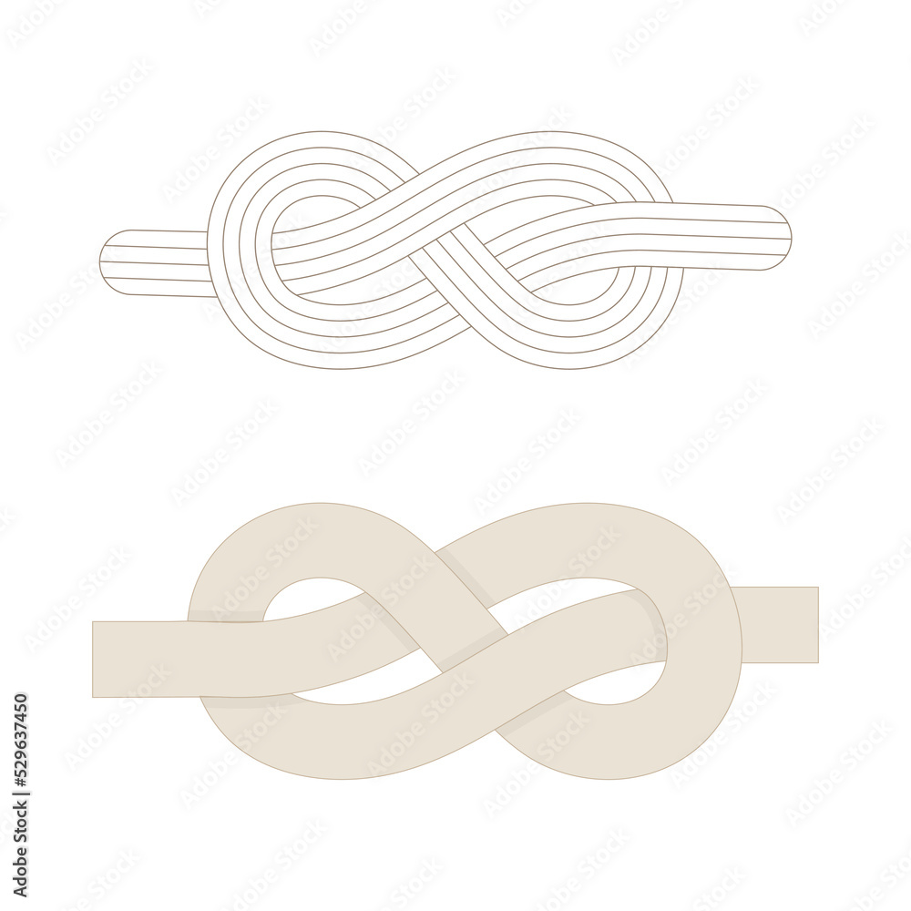 Rope knot. Rope knots symbols outline vector illustration. Part of est ...