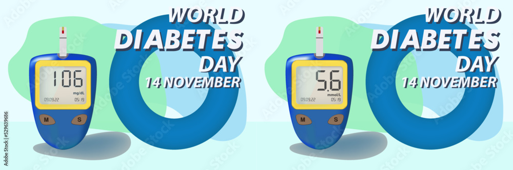 World Diabetes Day. Glucose meter, diabetes sign and abstract ...