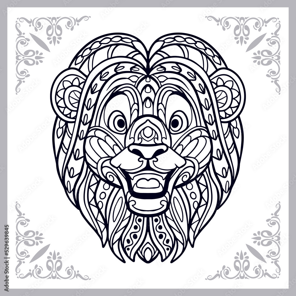 Lion zentangle arts isolated on white background Stock Vector | Adobe Stock