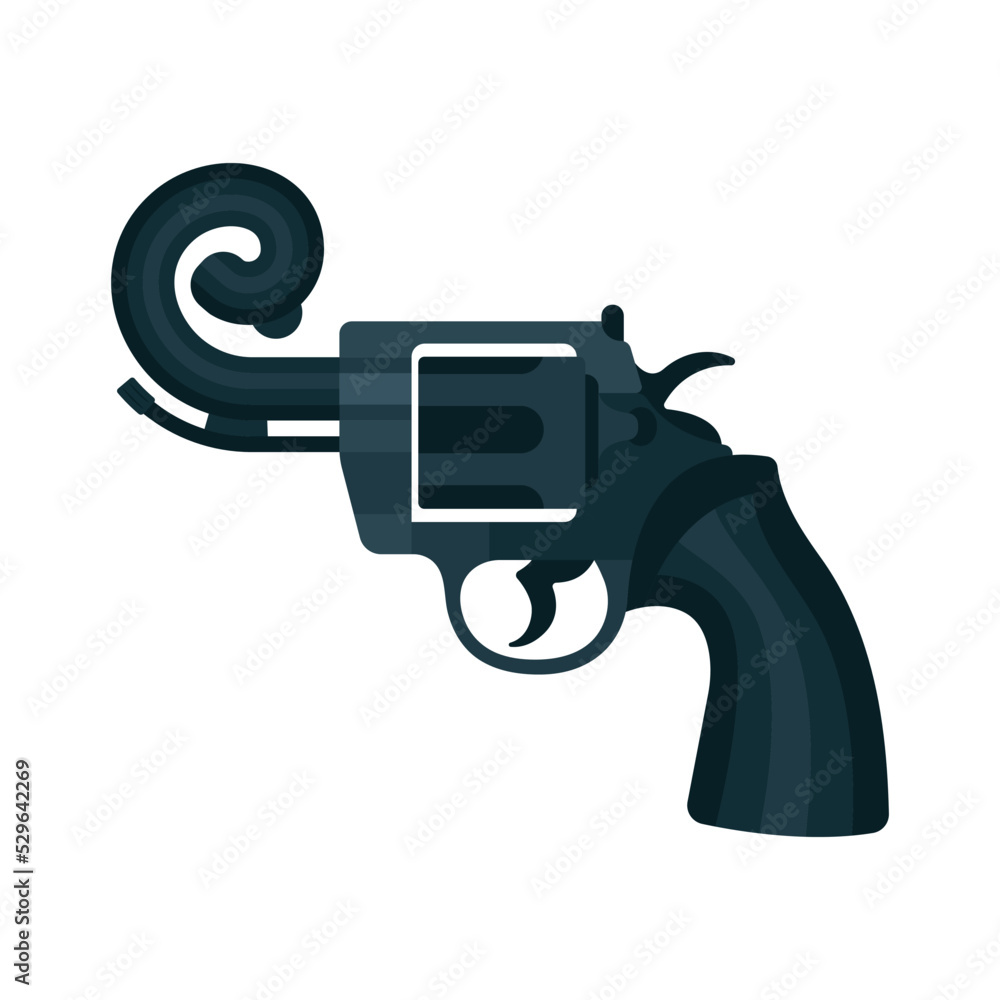 Revolver with a knotted barrel. Revolver barrel tied in knot. Gun ...