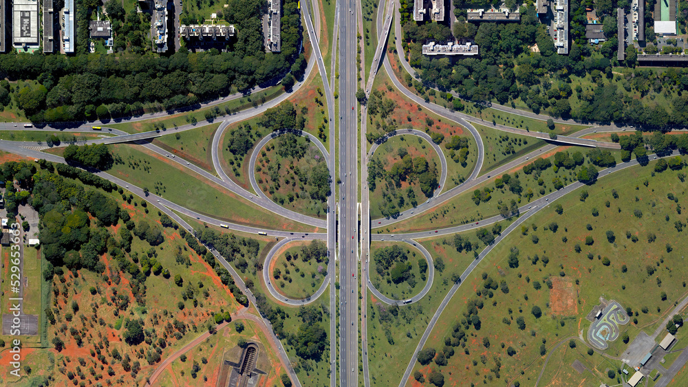Raod, highway, flyover road junction - spaghetti and roundabout looking ...