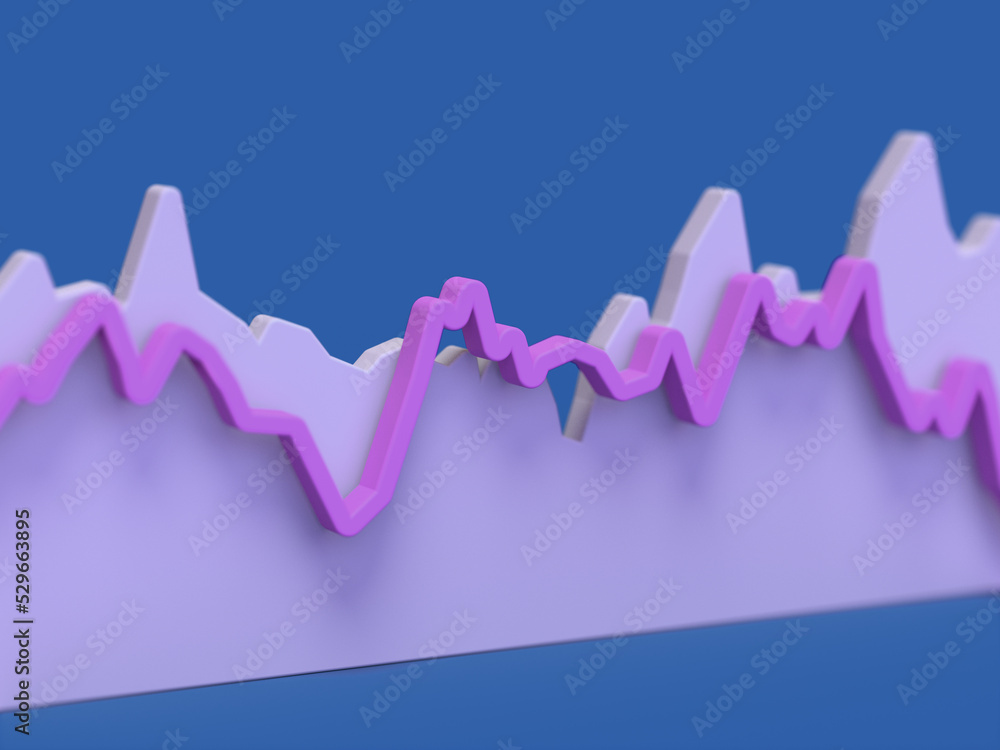 3D graph chart with a colorful separated section on a light background ...