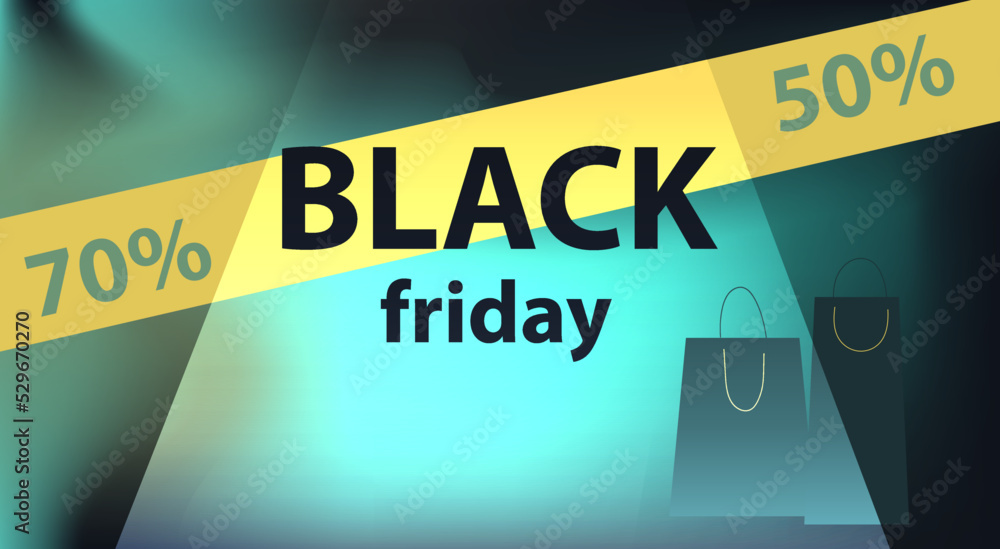 Banner for stores that start a sale and for days of discounts. Black Friday, 70 and 50 percent ...