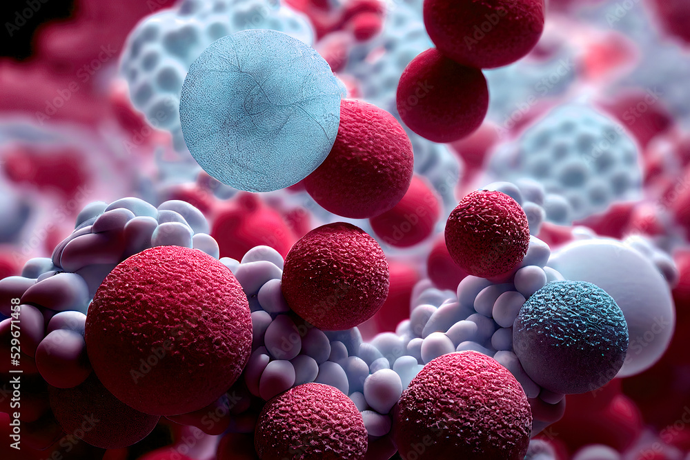 Abstract biology , microscopic view of organic substance, microorganism ...