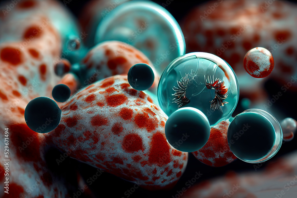 Abstract biology background, microscopic view of organic substance ...