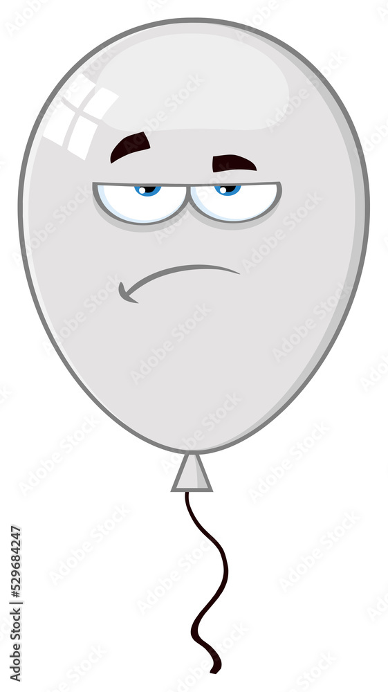 Grumpy Gray Balloon Cartoon Mascot Character. Hand Drawn Illustration ...