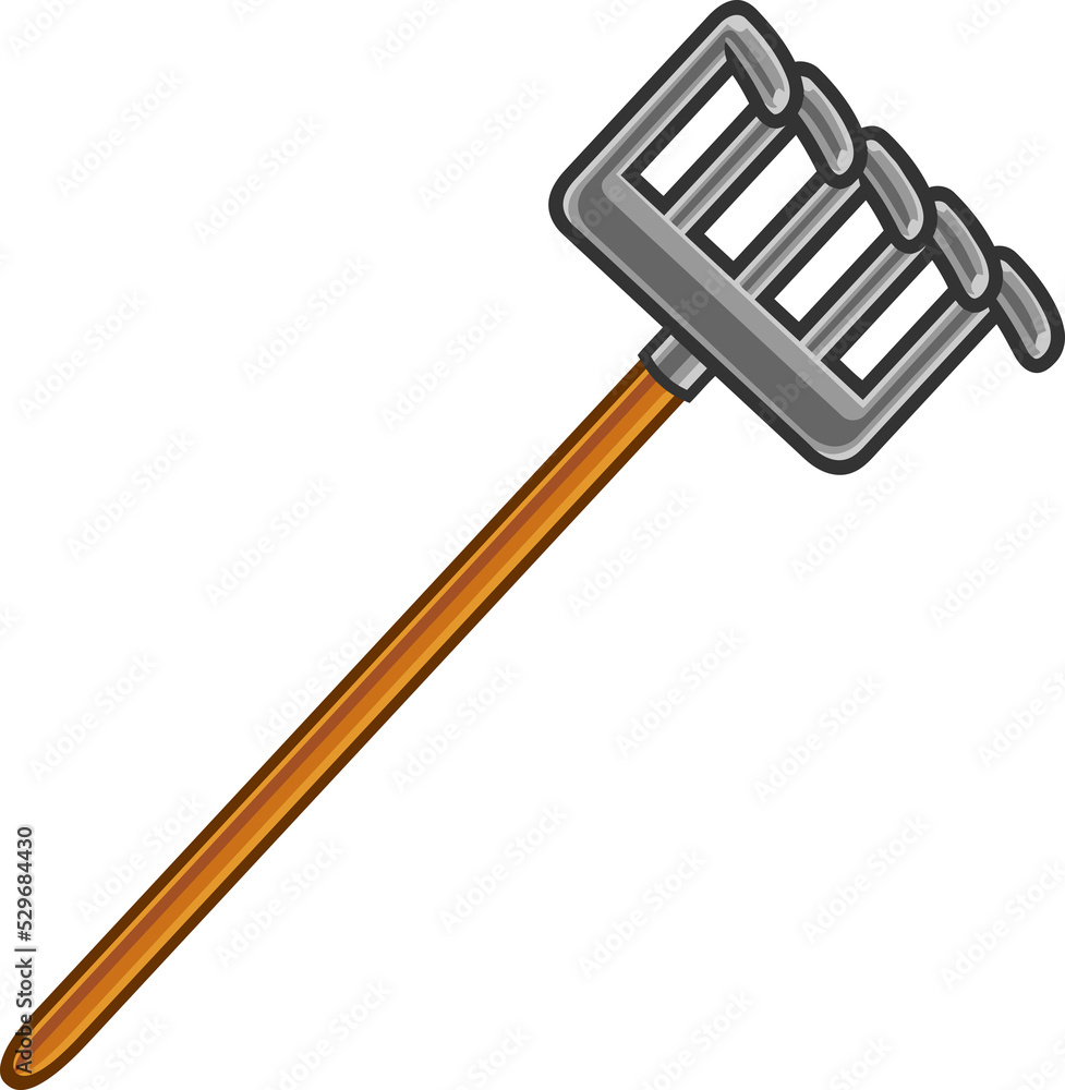 Cartoon Garden Rake. Hand Drawn Illustration Isolated On Transparent ...