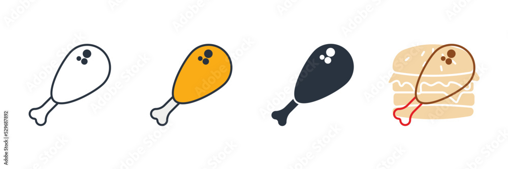 Chicken leg icon logo vector illustration. Chicken leg symbol template ...