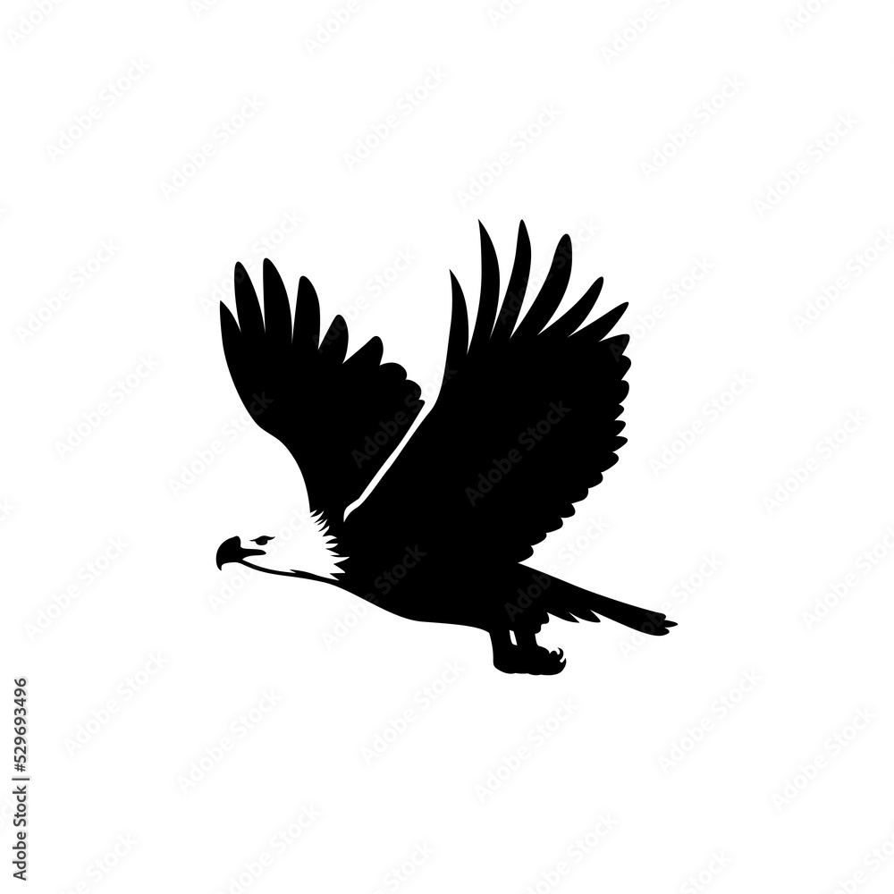 flat vector of eagle flying on side view for logo suggestion Stock ...