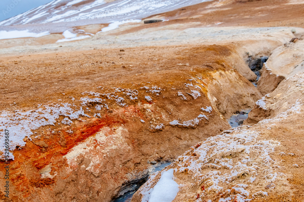 Hverir Hverarönd Geothermalgebiet, bekannt für sprudelnde Schlammbecken ...
