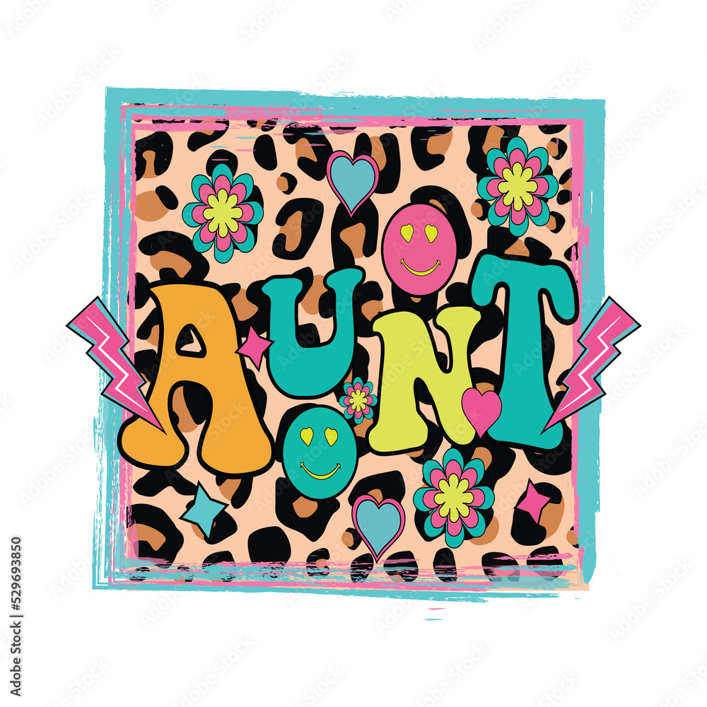 aunt png, aunt svg, cool aunt svg, leopard cheetah print retro vintage aunt png, auntie svg ...