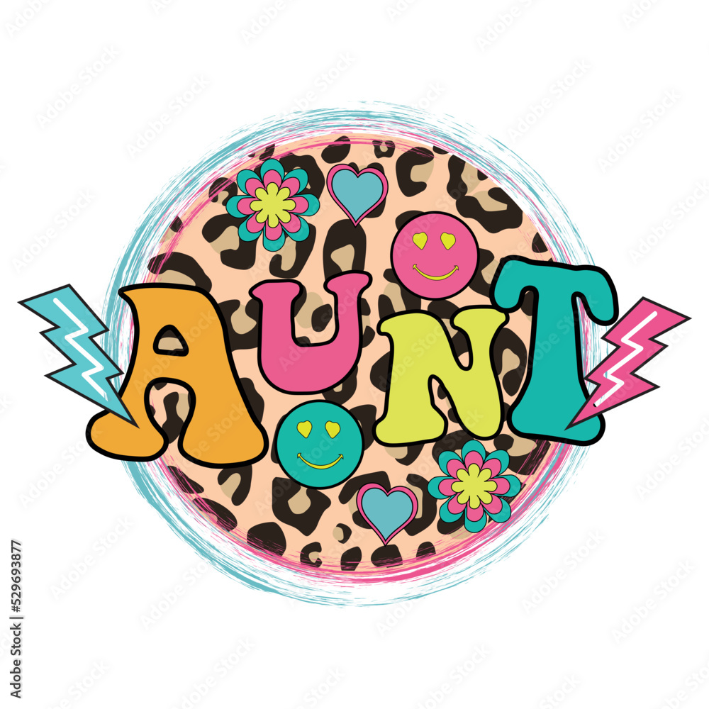 aunt png, aunt svg, cool aunt svg, leopard cheetah print retro vintage ...